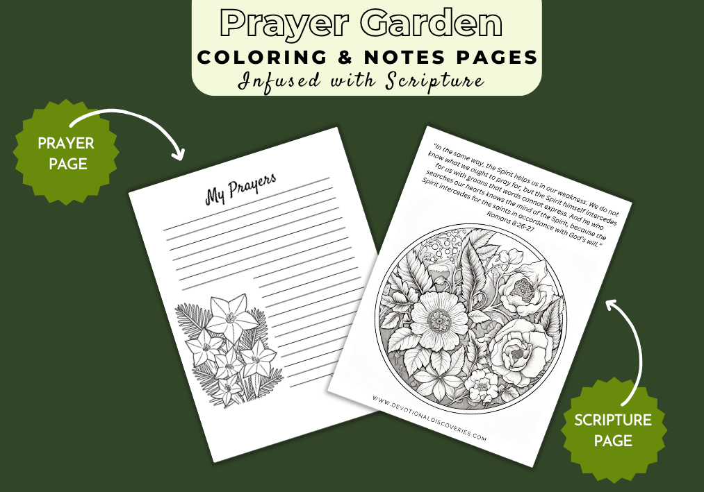 Prayer Garden Colouring Page w/ Notes Page
